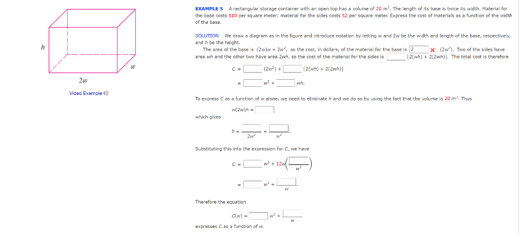Solved EXAMPLE 5 A rectangular storage container with an | Chegg.com