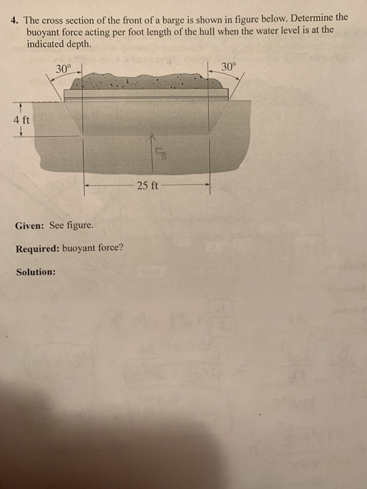 Solved 4. The cross section of the front of a barge is shown | Chegg.com