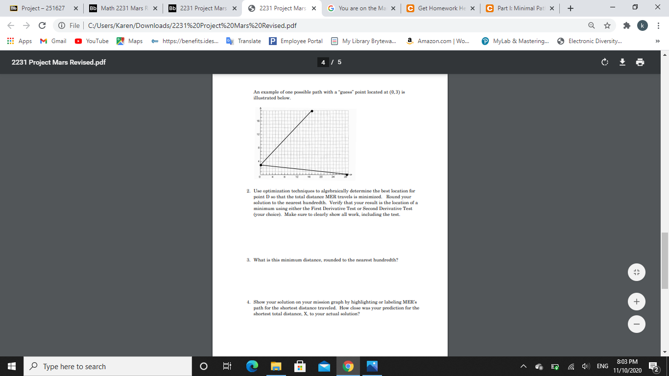 Bb Project - 251627 х Bb Math 2231 Mars RX Bb 2231 | Chegg.com