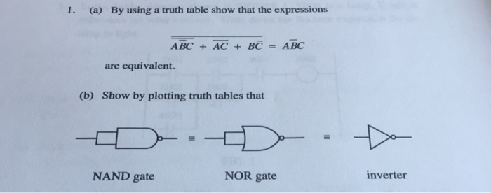 Solved I. (a) By using a truth table show that the | Chegg.com