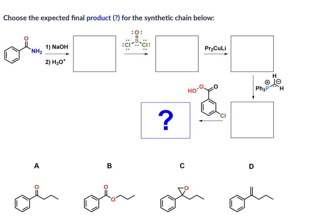 Solved Choose the expected final product (?) for the | Chegg.com
