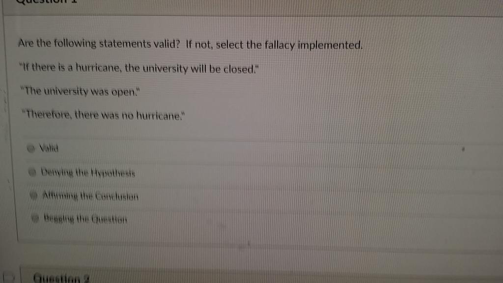 Solved Are the following statements valid? If not, select | Chegg.com