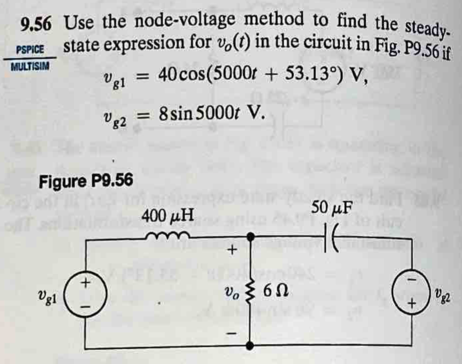 Solved 9.56 ﻿Use the node-voltage method to ﻿find the | Chegg.com