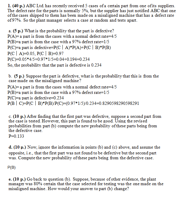 Solved 1. (40 p.) ABC Ltd. has recently received 5 cases of | Chegg.com
