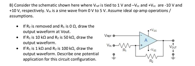 Solved B) Consider the schematic shown here where Vref is | Chegg.com