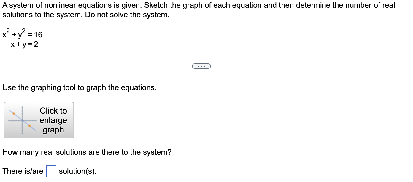 Solved A system of nonlinear equations is given. Sketch the | Chegg.com