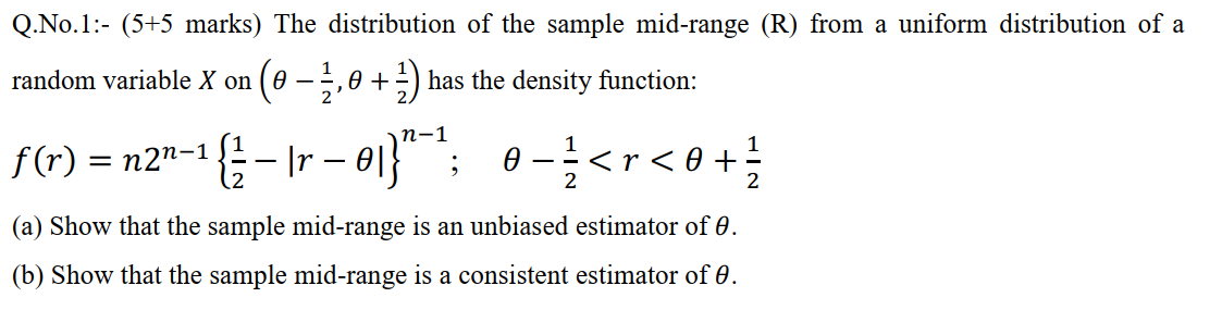 Solved Q.No.1:- (5+5 marks) The distribution of the sample | Chegg.com