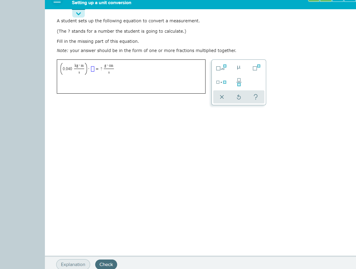 Solved Setting up a unit conversion A student sets up the | Chegg.com