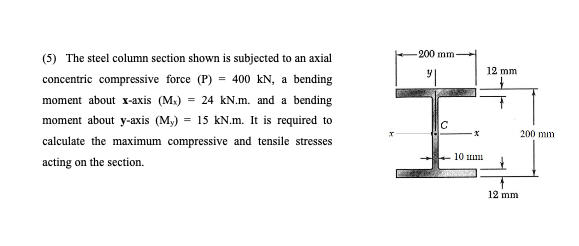 Solved (5) The steel column section shown is subjected to an | Chegg.com