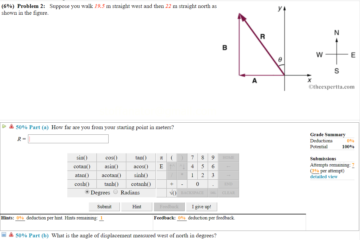 Solved (6%) Problem 2: Suppose you walk 19.5 m straight west | Chegg.com Solved (6%) Problem 2: Suppose you walk 19.5 m straight west | Chegg.com