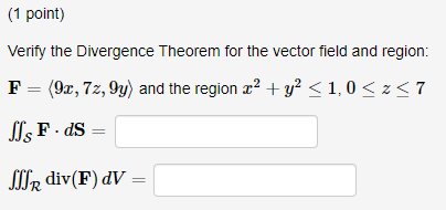 Solved Verify the Divergence Theorem for the vector field | Chegg.com
