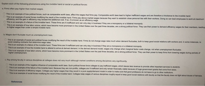 Solved Explain each of the following phenomena using the | Chegg.com