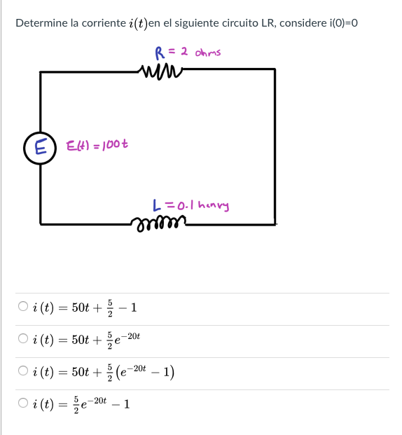 Solved Determine la corriente i(t)en el siguiente circuito | Chegg.com