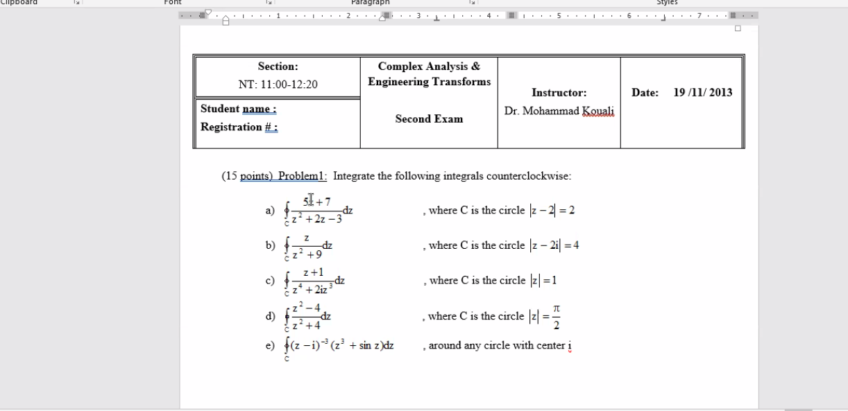 Solved (15 ﻿points) ﻿Problem1: Integrate the following | Chegg.com
