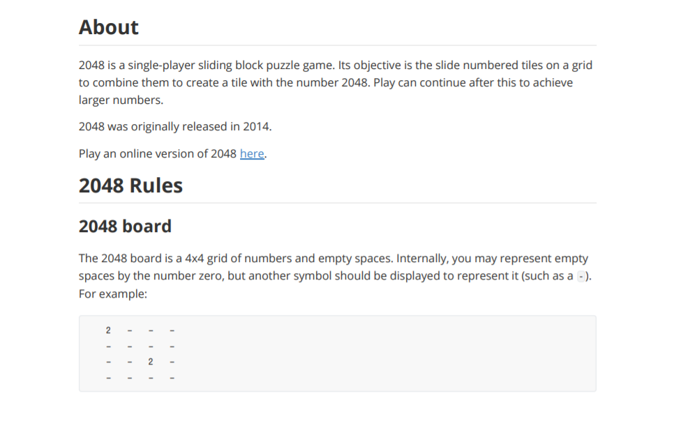 Solved About 2048 is a single-player sliding block puzzle | Chegg.com