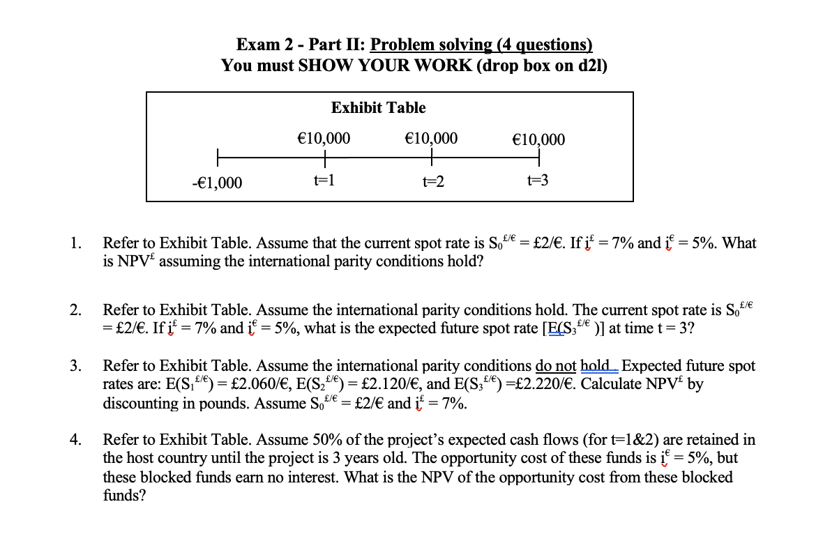Solved Exam 2 - Part II: Problem solving (4 questions) You | Chegg.com