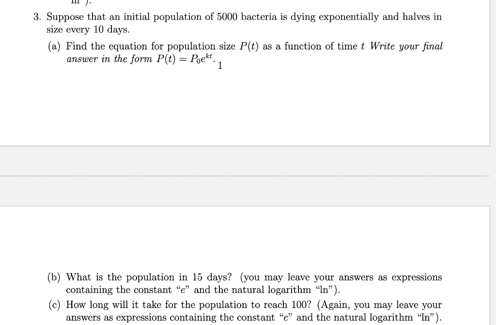 Solved 3. Suppose that an initial population of 5000 | Chegg.com