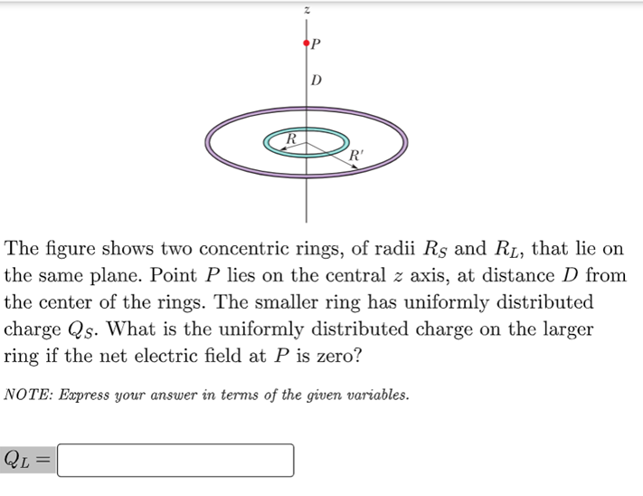Solved The Figure below shows two concentric rings, of radii | Chegg.com