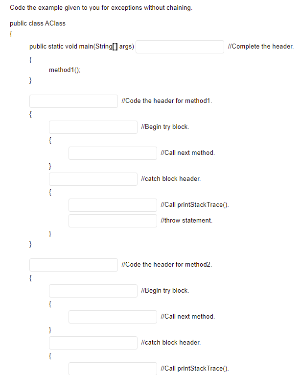 Solved Code The Example Given To You For Exceptions Without 1174