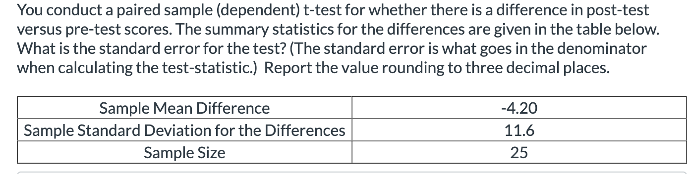 Solved You conduct a paired sample (dependent) t-test for | Chegg.com