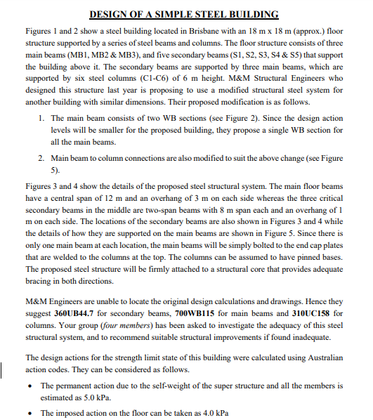 DESIGN OF A SIMPLE STEEL BUILDING Figures 1 and 2 | Chegg.com