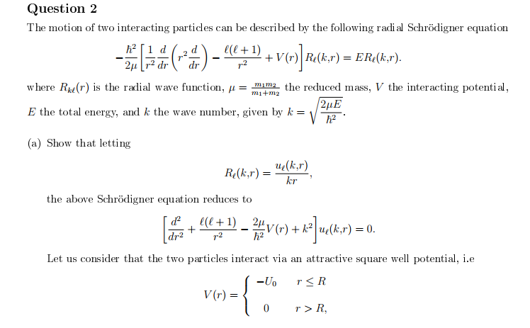 Solved Question 2 The motion of two interacting particles | Chegg.com