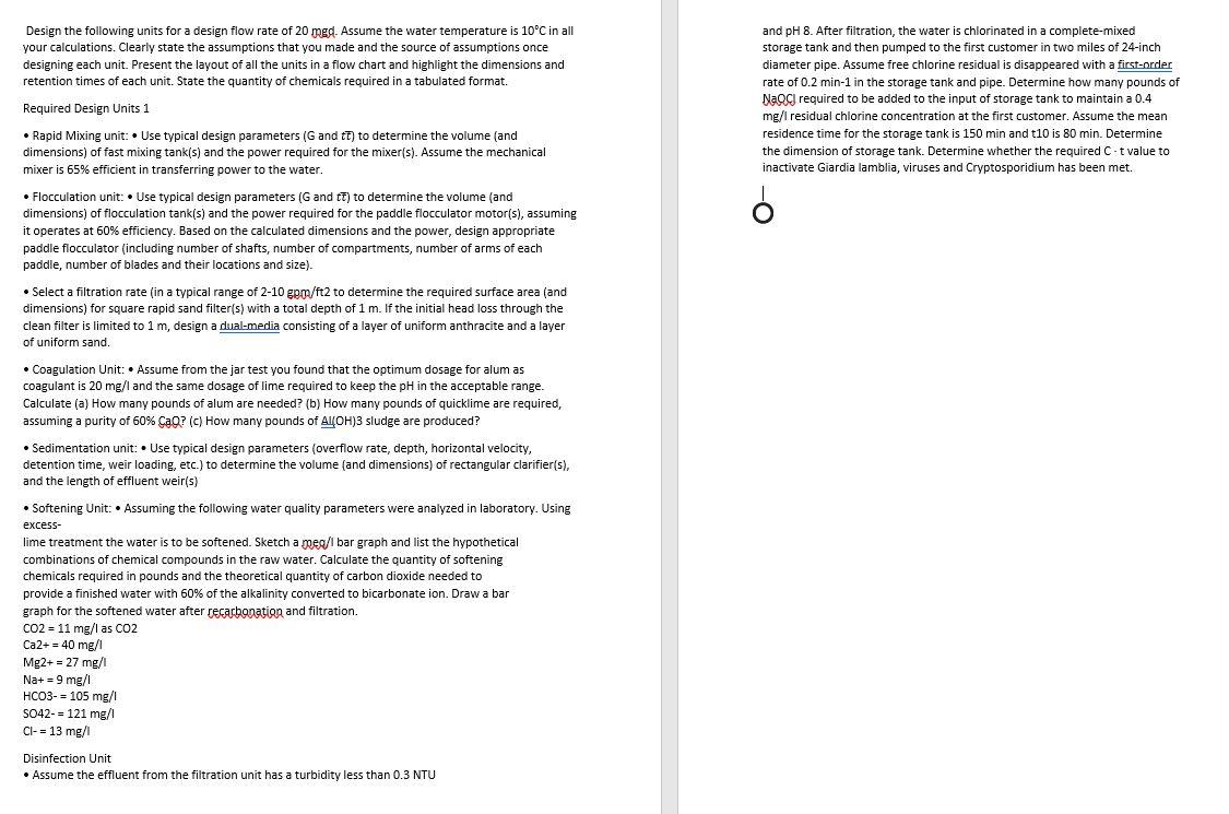 Solved Design the following units for a design flow rate of | Chegg.com