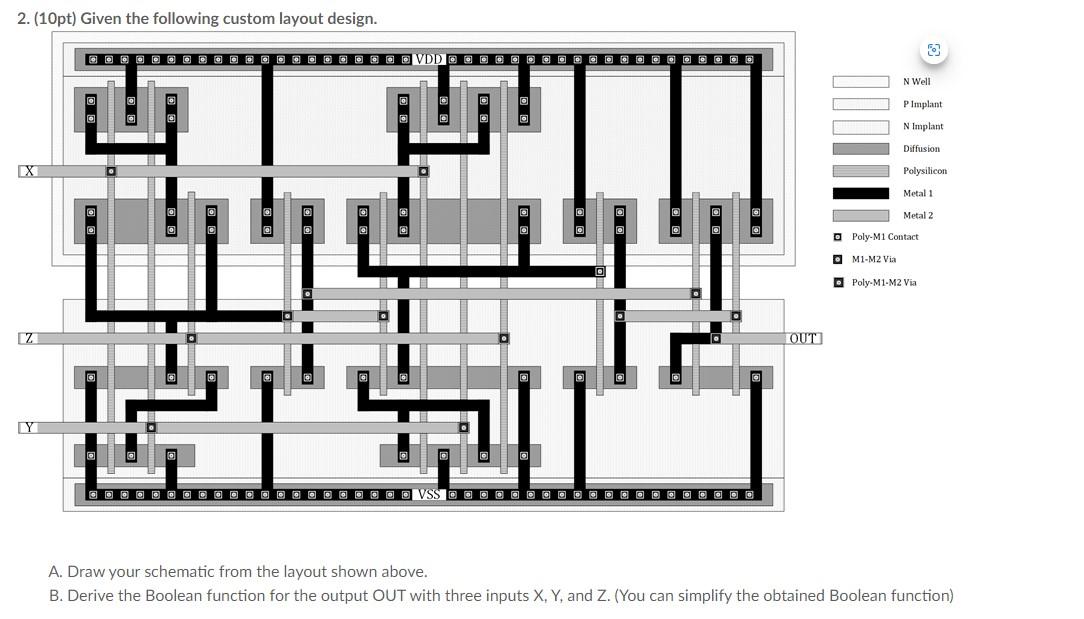 2. (10pt) Given the following custom layout design. | Chegg.com