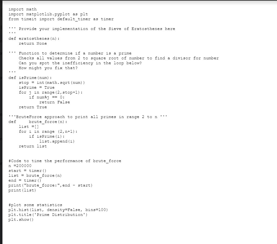 Solved Module 01 ﻿Coding Assignment: The Eratosthenes | Chegg.com