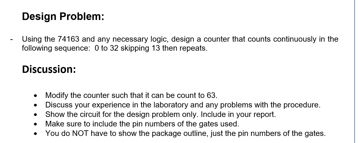 Solved Design Problem: Using the 74163 and any necessary | Chegg.com