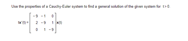 Solved Use the properties of a Cauchy-Euler system to find a | Chegg.com