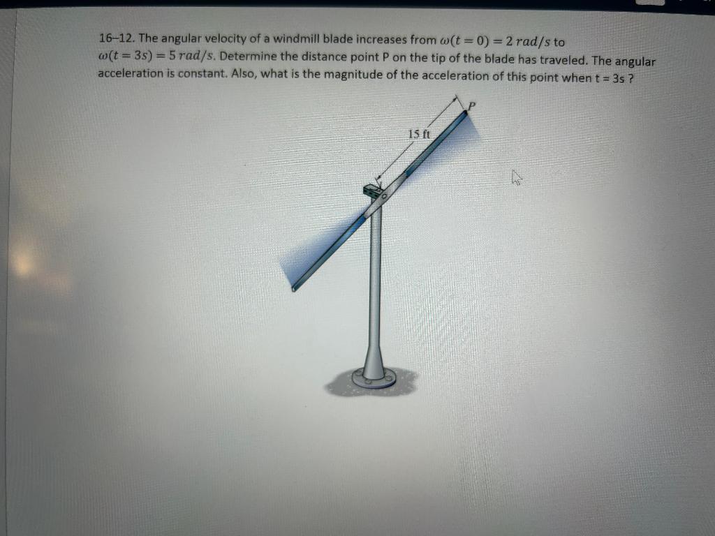 Solved 16-12. The angular velocity of a windmill blade | Chegg.com