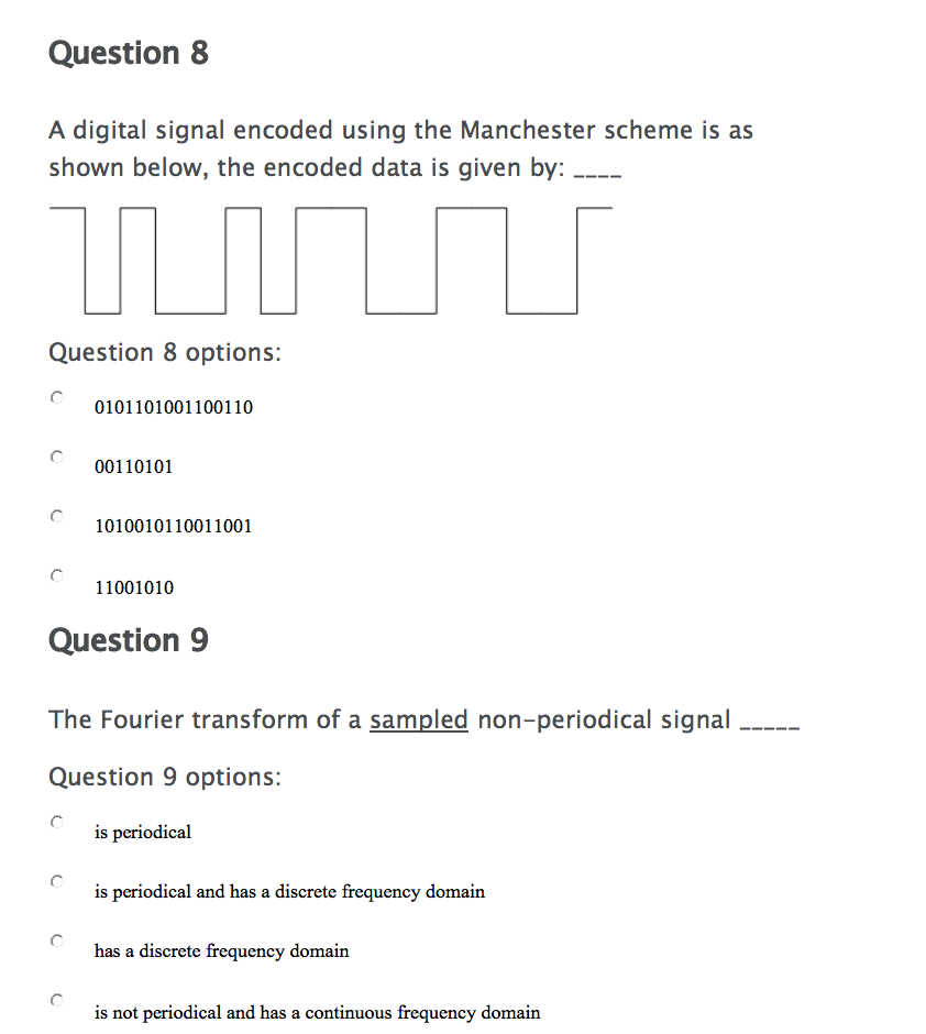 Solved Question 8 A digital signal encoded using the | Chegg.com