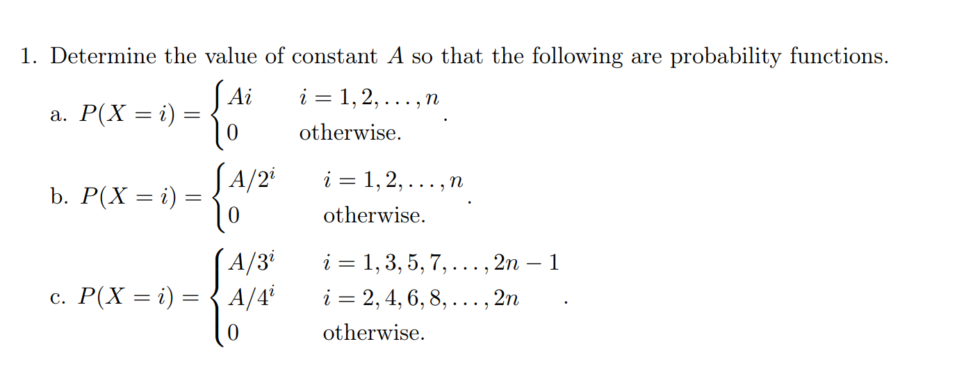 Solved 1. Determine the value of constant A so that the | Chegg.com