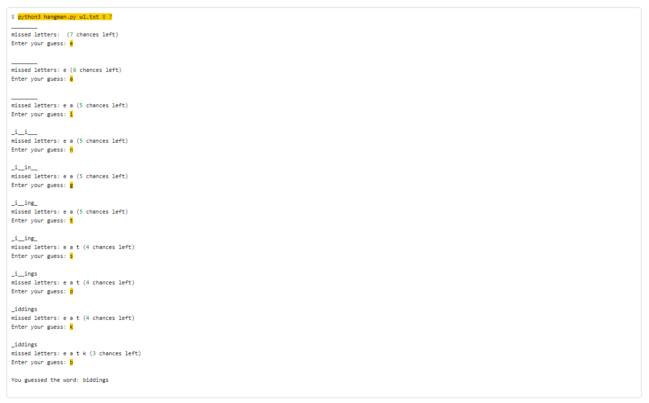 Solved In this exercise you will implement the Hangman Game. | Chegg.com