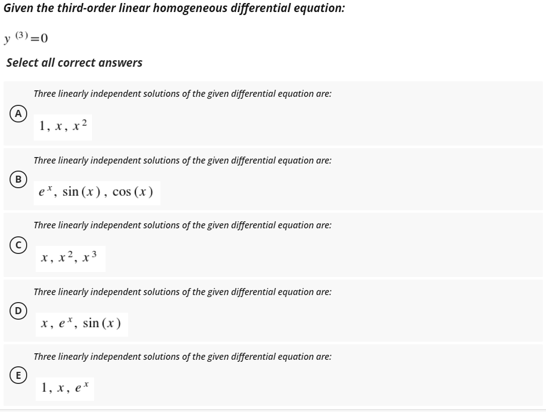 Solved Given The Third Order Linear Homogeneous Differential