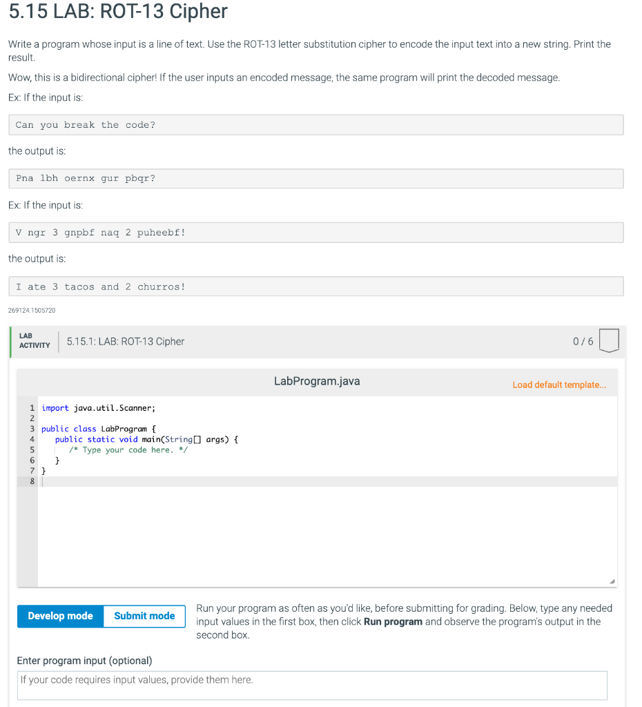Solved 5.15 LAB: ROT-13 Cipher Write a program whose input | Chegg.com