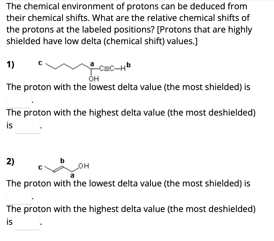 Solved The chemical environment of protons can be deduced | Chegg.com