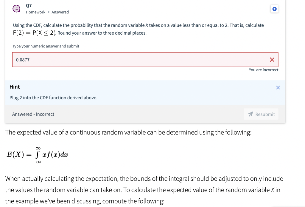 Solved For continuous random variables, the calculations for | Chegg.com