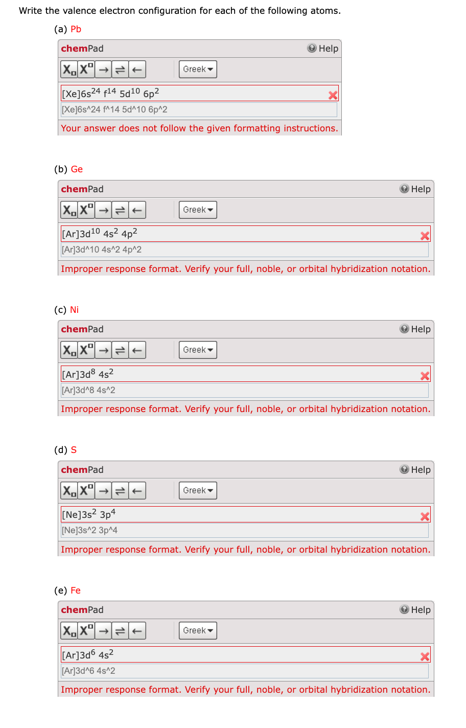 Solved Write the valence electron configuration for each of | Chegg.com