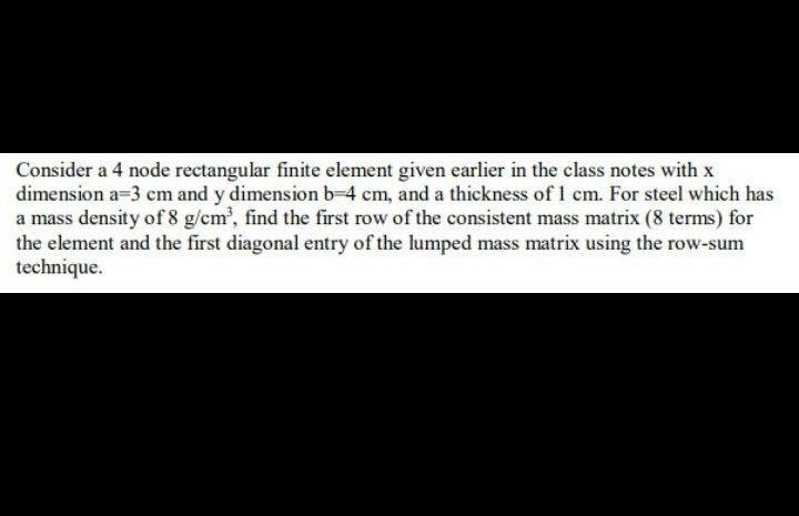 Solved Consider a 4 node rectangular finite element given | Chegg.com