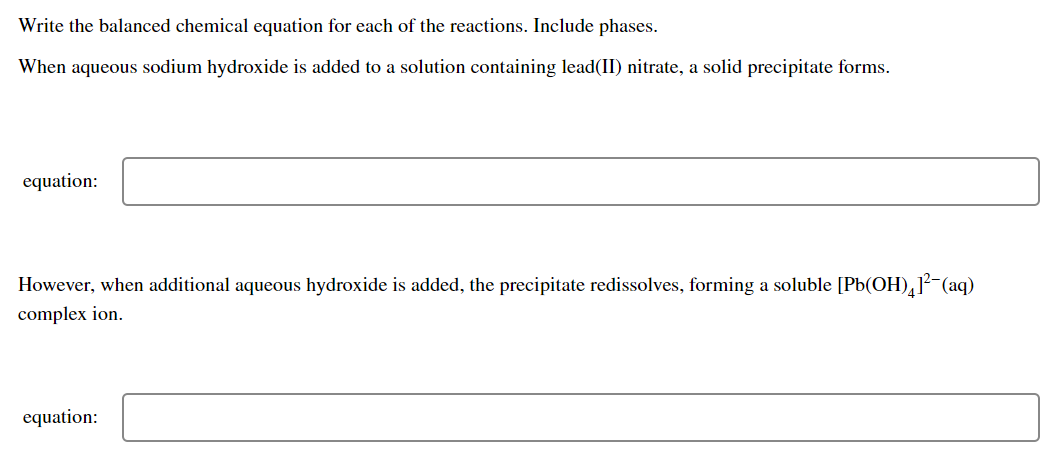 Solved Write The Balanced Chemical Equation For Each Of The