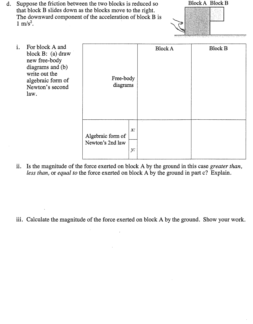 Solved please do all parts5.two blocks are pushed to the | Chegg.com