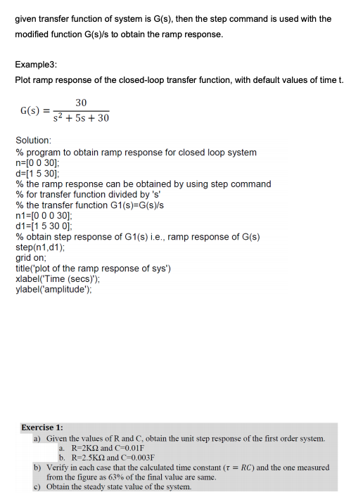 Solved Experiment 3 Performance of First order and second | Chegg.com
