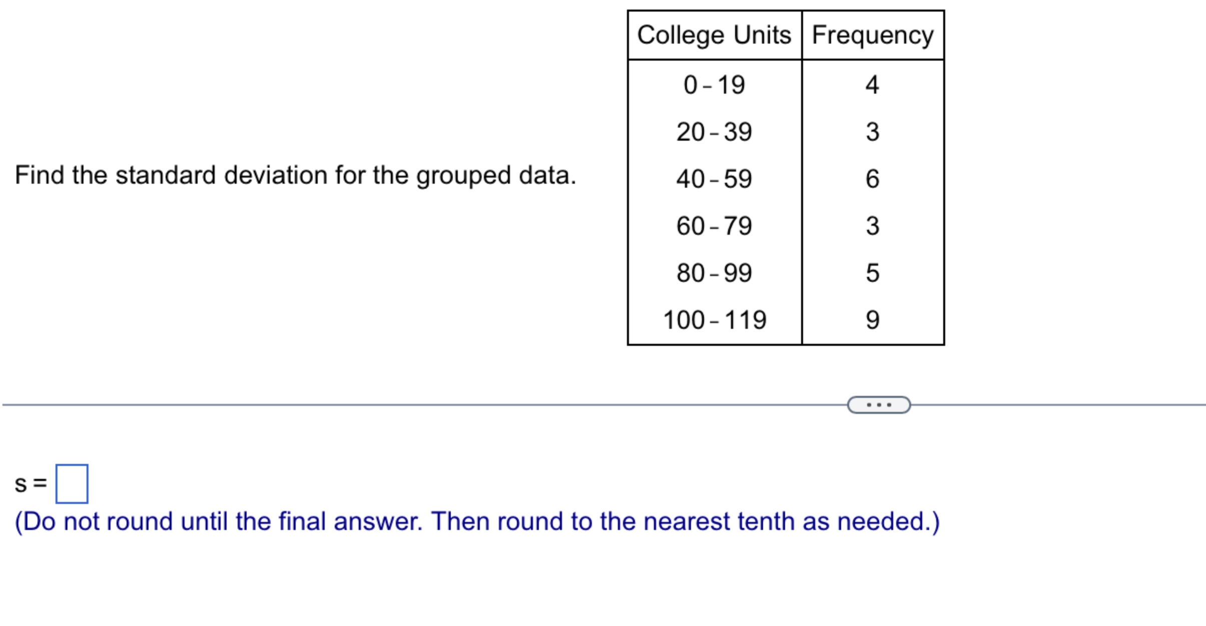 Solved s=(Do not round until the final answer. Then round to | Chegg.com