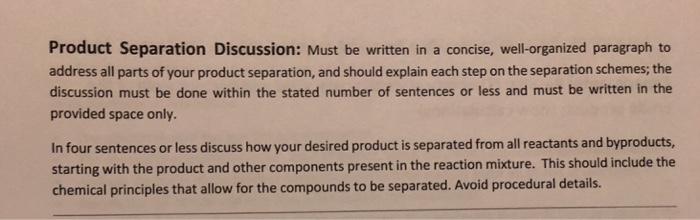 Solved Product Separation Discussion: Must be written in a | Chegg.com