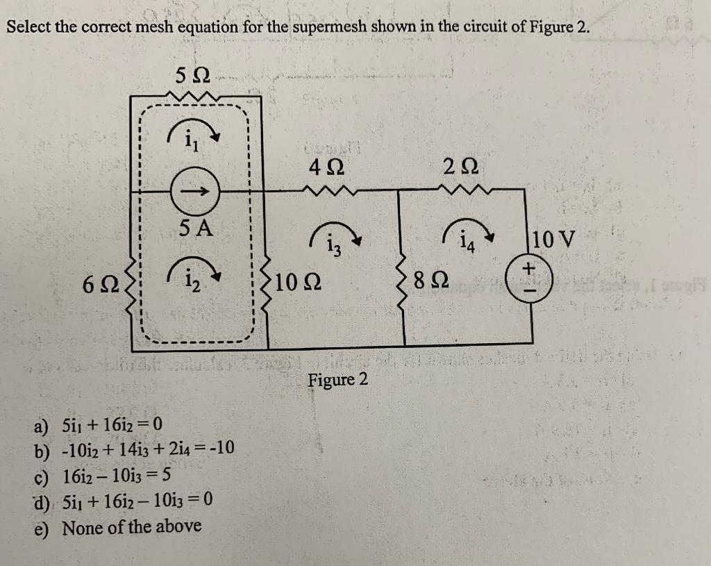 Solved Select the correct mesh equation for the supermesh | Chegg.com