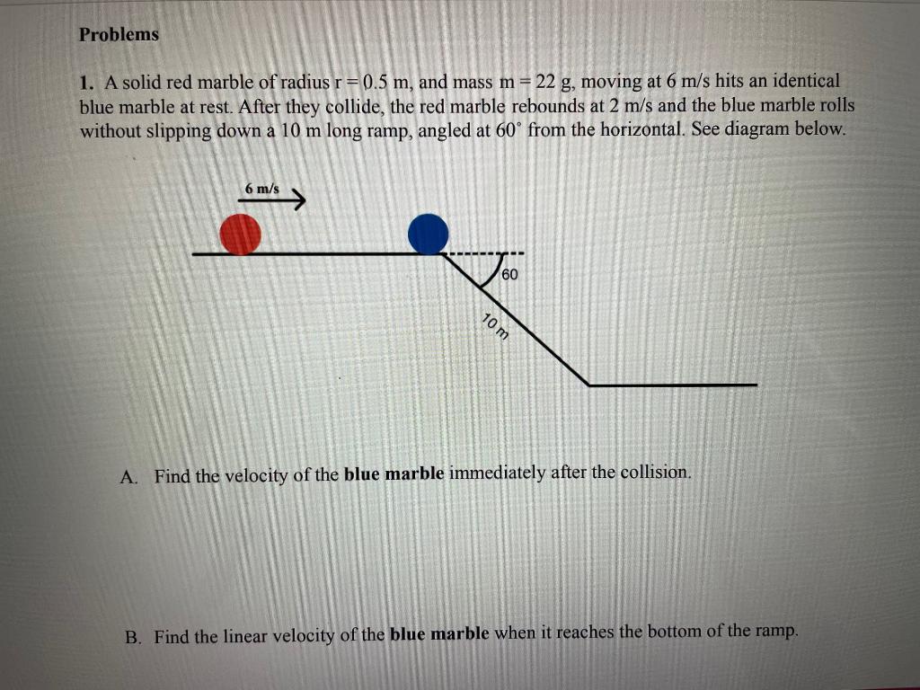 Solved C. Find the rotational velocity of the blue marble | Chegg.com