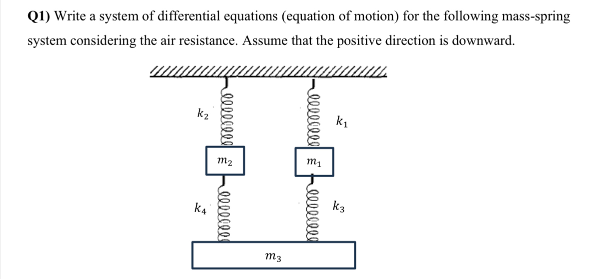 Solved Q1) ﻿Write a system of differential equations | Chegg.com