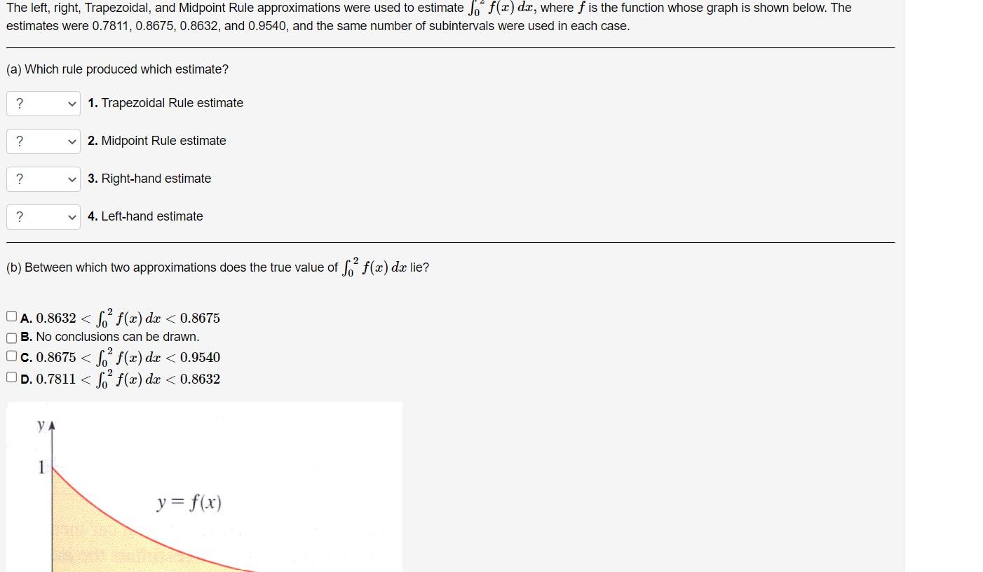 Solved The left, right, Trapezoidal, and Midpoint Rule | Chegg.com